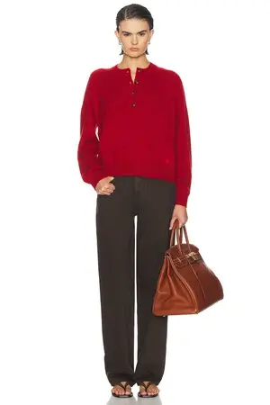 Loulou De Saison Malo Oversized Saddle-sleeve Henley Sweater