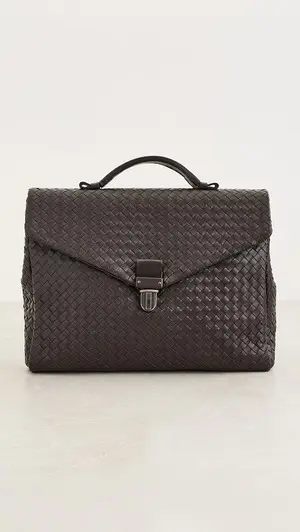Shopbop Bottega Veneta Intrecciato Briefcase - Brown