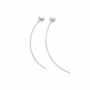 SILVER MOON Silver Pearl Drop Earrings - Silver/white