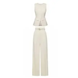 ALINA CERNATESCU Neutrals Ruya Ivory Vest And Mini Pants Matching Set - White