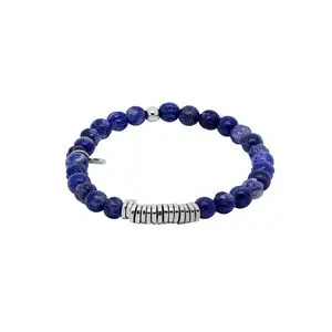 Tateossian Sodalite And Rhodium-plated Sterling Silver Bead Bracelet - Blue/silver