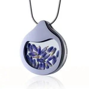 MY LITTLE NATURE Blue / Silver Statement Necklace With Natural Provence Lavender - Blue/silver
