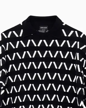 Giorgio Armani Sweater Oversized Jacquard In Virgin Wool And Viscose