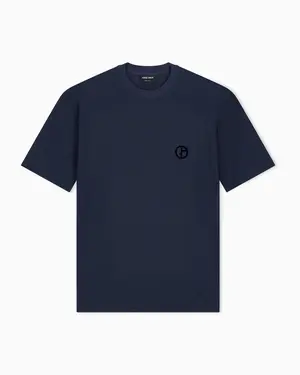 Giorgio Armani Oversized Honeycomb Jersey T-shirt - Navy Blue