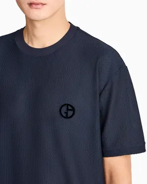 Giorgio Armani Oversized Honeycomb Jersey T-shirt - Navy Blue