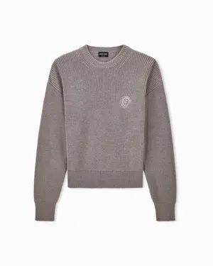 Giorgio Armani Sweater Regular Fit Virgin Wool Half Cardigan Stitch - Beige