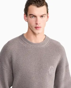 Giorgio Armani Sweater Regular Fit Virgin Wool Half Cardigan Stitch - Beige