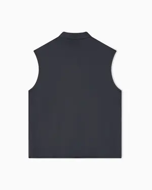 Giorgio Armani Sleeveless Silk Satin Shirt With Mandarin Collar - Grey