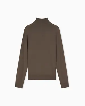 Giorgio Armani Slim-fit Virgin Wool Turtle Neck Sweater - Brown