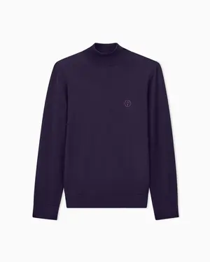 Giorgio Armani Slim-fit Sweater In Plain Knit Virgin Wool - Purple