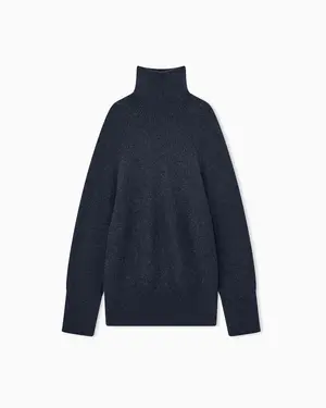 Giorgio Armani Oversized Turtleneck Sweater In Pure Cashmere Jersey - Grey
