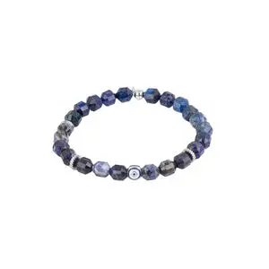 Tateossian Hexade Evil Eye Bracelet In Rhodium-plated Sterling Silver With Sodalite - Blue