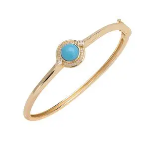 LATELITA Clara Bow Bangle With Turquoise And Cubic Zirconia - Blue/gold/white