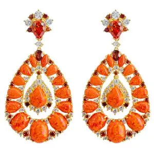 LATELITA Gold / White Paloma Fire Opal Drop Earrings Gold