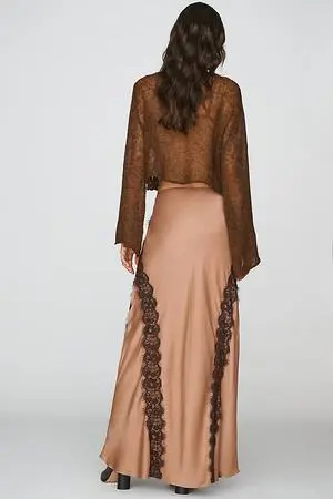 Anthropologie Tilda Lace-trim Maxi Slip Skirt - Taupe