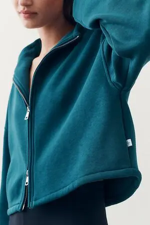 Daily Practice Desert Palm Zip-up Jacket Top - Turquoise
