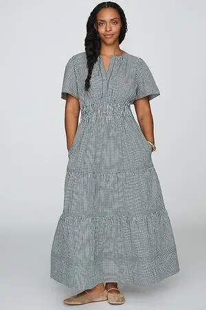 THE SOMERSET COLLECTION BY ANTHROPOLOGIE Somerset Cotton Dress - Olive Gingham