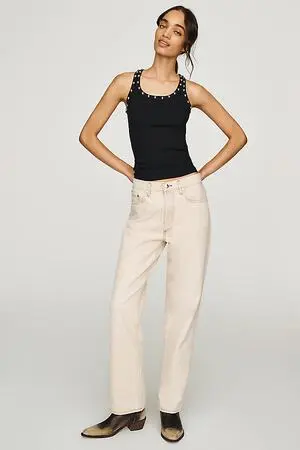 RAISONNEL 100% Cotton Studded Tank Top - Black
