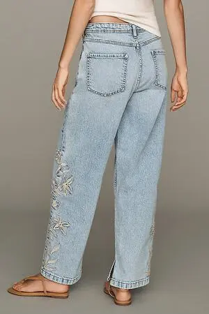PILCRO Jules Embroidered Straight-leg Jeans