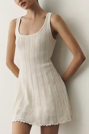 Z Supply Nadia Ribbed Cotton Mini Dress With Scalloped Hem