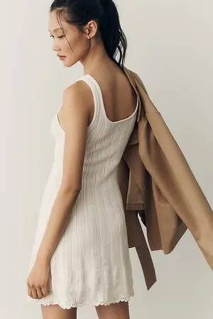 Z Supply Nadia Ribbed Cotton Mini Dress With Scalloped Hem