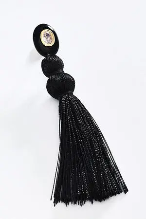 Anthropologie Tasseled Drop Earrings - Black