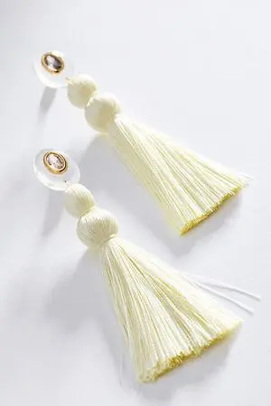 Anthropologie Tassel Drop Earrgs - Cream