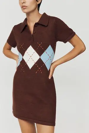 English Factory Argyle Knit Mini Dress