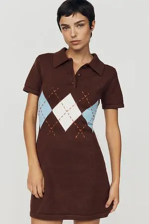 English Factory Argyle Knit Mini Dress