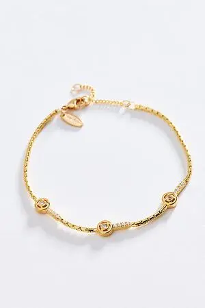 Anthropologie Delicate Crystal Cluster Bracelet - Gold