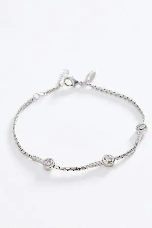 Anthropologie Delicate Crystal Cluster Bracelet Silver