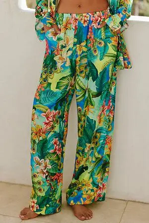 Luli Fama High-rise Tropical Printed Straight-leg Pants