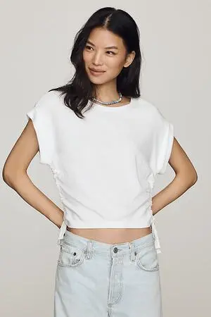 Wilt Ruched Cotton T-shirt With Drawstring Detail - White