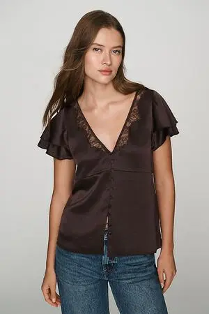 Citizens Of Humanity Flutter-sleeve Top - Espresso