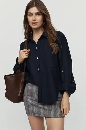 Citizens Of Humanity Cotton Corduroy Shirt Top - Navy - Wool