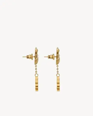 Saint Laurent Cassandre Pendant Dove Earrings In Brass