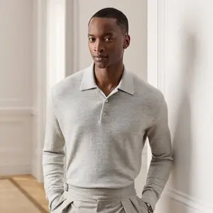 Ralph Lauren Cashmere-linen Polo Sweater - Grey Multi
