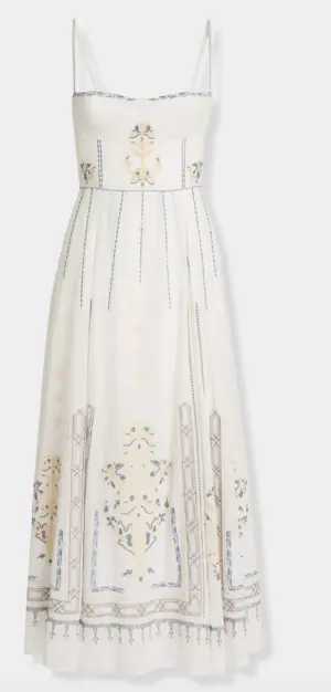 EMPORIO SIRENUSE Aneeda Astragal Mare Embroidered Midi Dress