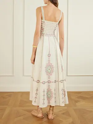 EMPORIO SIRENUSE Aneeda Astragal Mare Embroidered Midi Dress