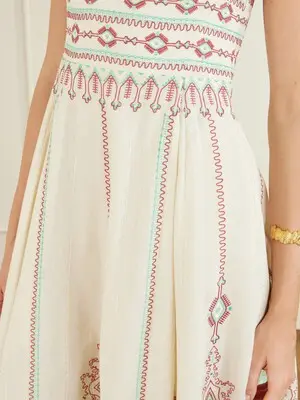 EMPORIO SIRENUSE Aneeda Astragal Mare Embroidered Midi Dress