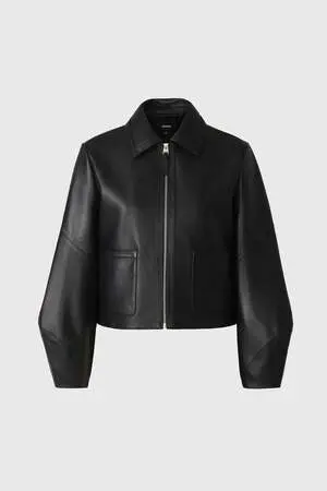 Mackage Solana-l Relaxed Fit Leather Bomber - Black