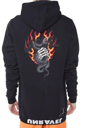 BEN TAVERNITI UNRAVEL PROJECT Hooded Sweatshirt With Graphic Detail - Black