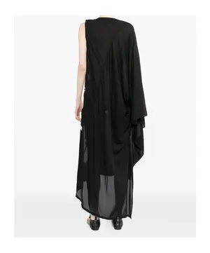 Yohji Yamamoto Rayon Graphic Print Asymmetrical Dress