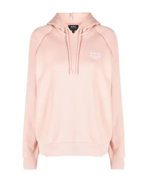A.p.c. Logo-embroidered Drawstring Hoodie - Pink