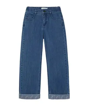 Fendi Ff Logo Turn-up Jeans