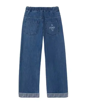 Fendi Ff Logo Turn-up Jeans