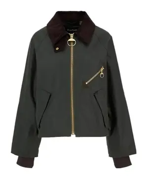 Barbour Corduroy-collar Zip-front Jacket - Black
