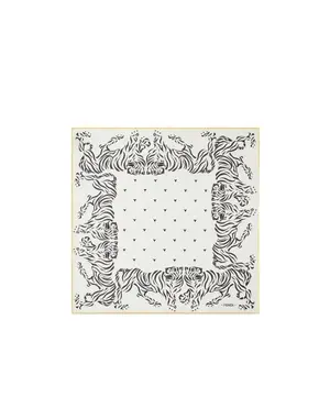 Fendi Silk Foulard With Tiger Print - White