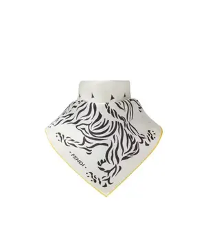 Fendi Silk Foulard With Tiger Print - White