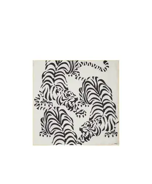 Fendi Silk Foulard With Tiger Print - Ivory